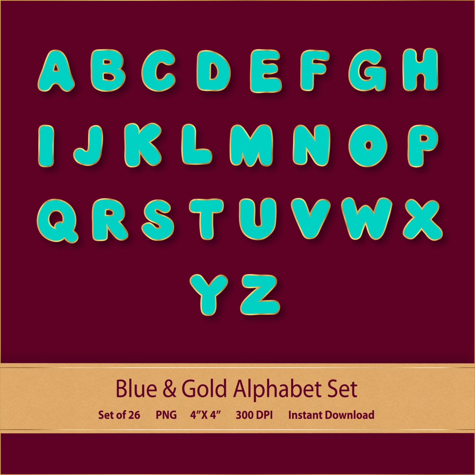 Gold Pink and Blue Alphabet Letters Gold Alphabet Clipart Letter ...