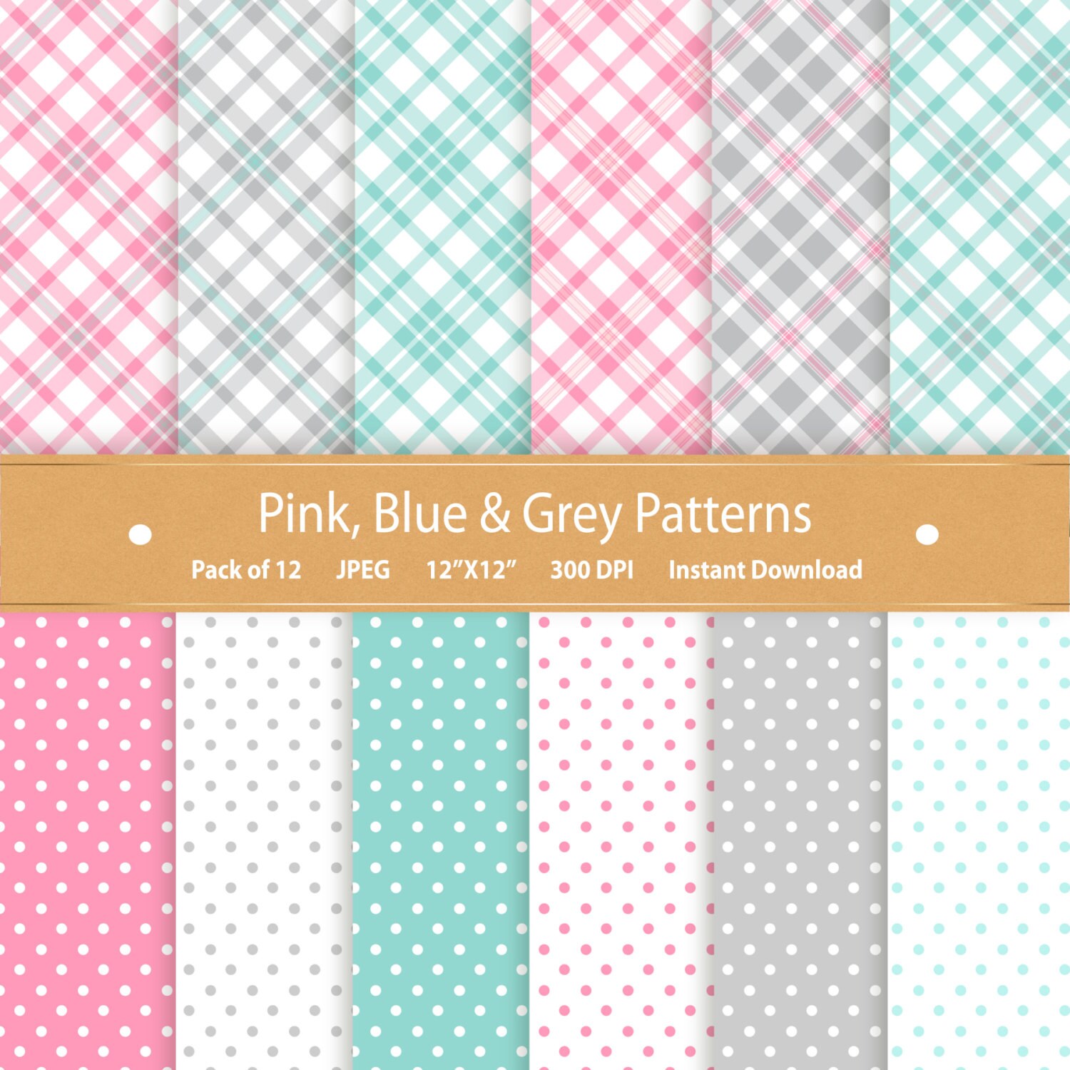 Digital Paper Pack Spring Paper Pack Blue & Green Polka Dot - Etsy