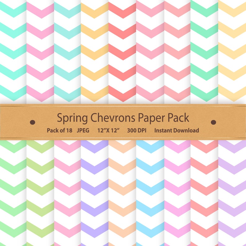 Digital Paper Spring Chevrons Digital Scrapbooking Chevron Digital ...