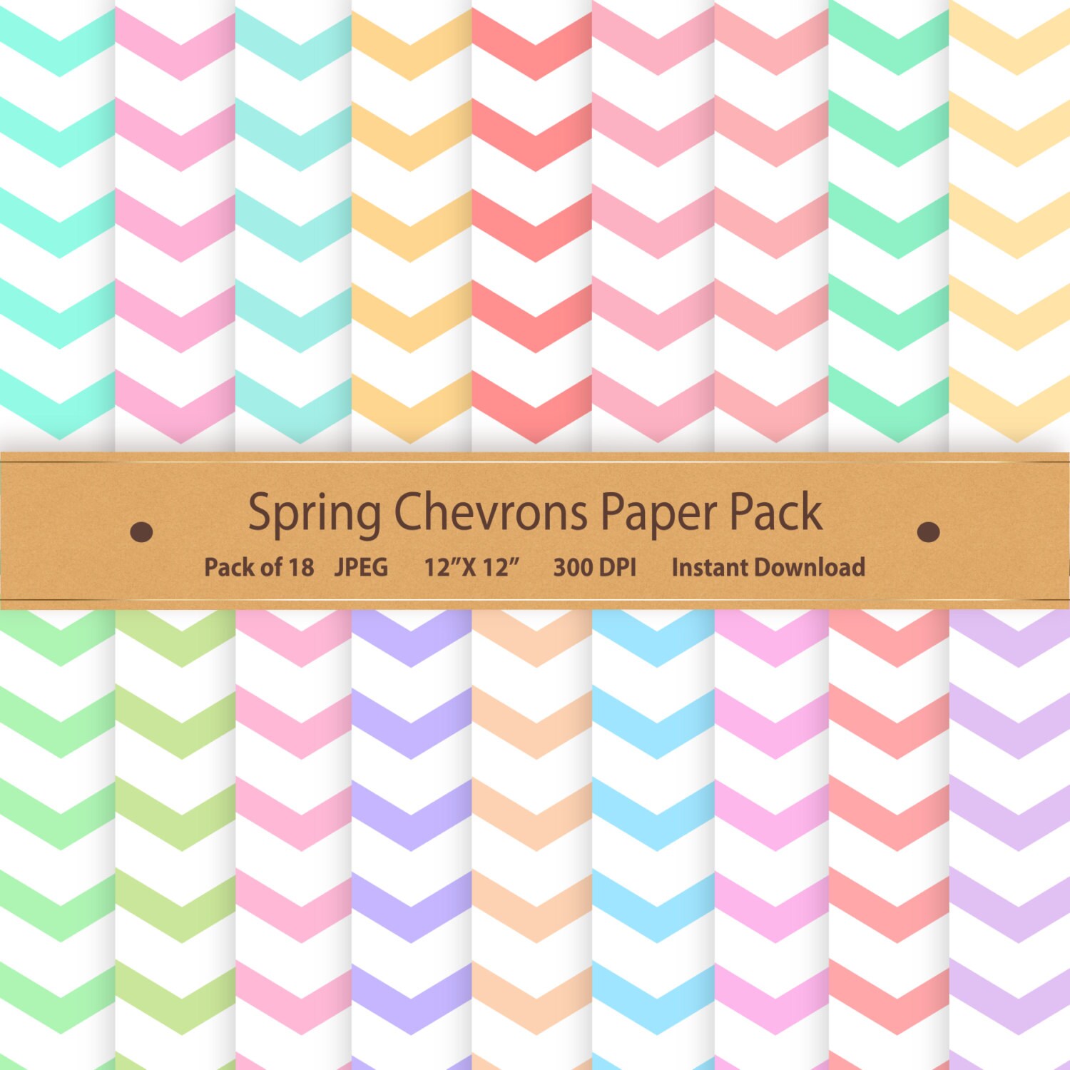 Digital Paper Spring Chevrons Digital Scrapbooking Chevron Digital ...