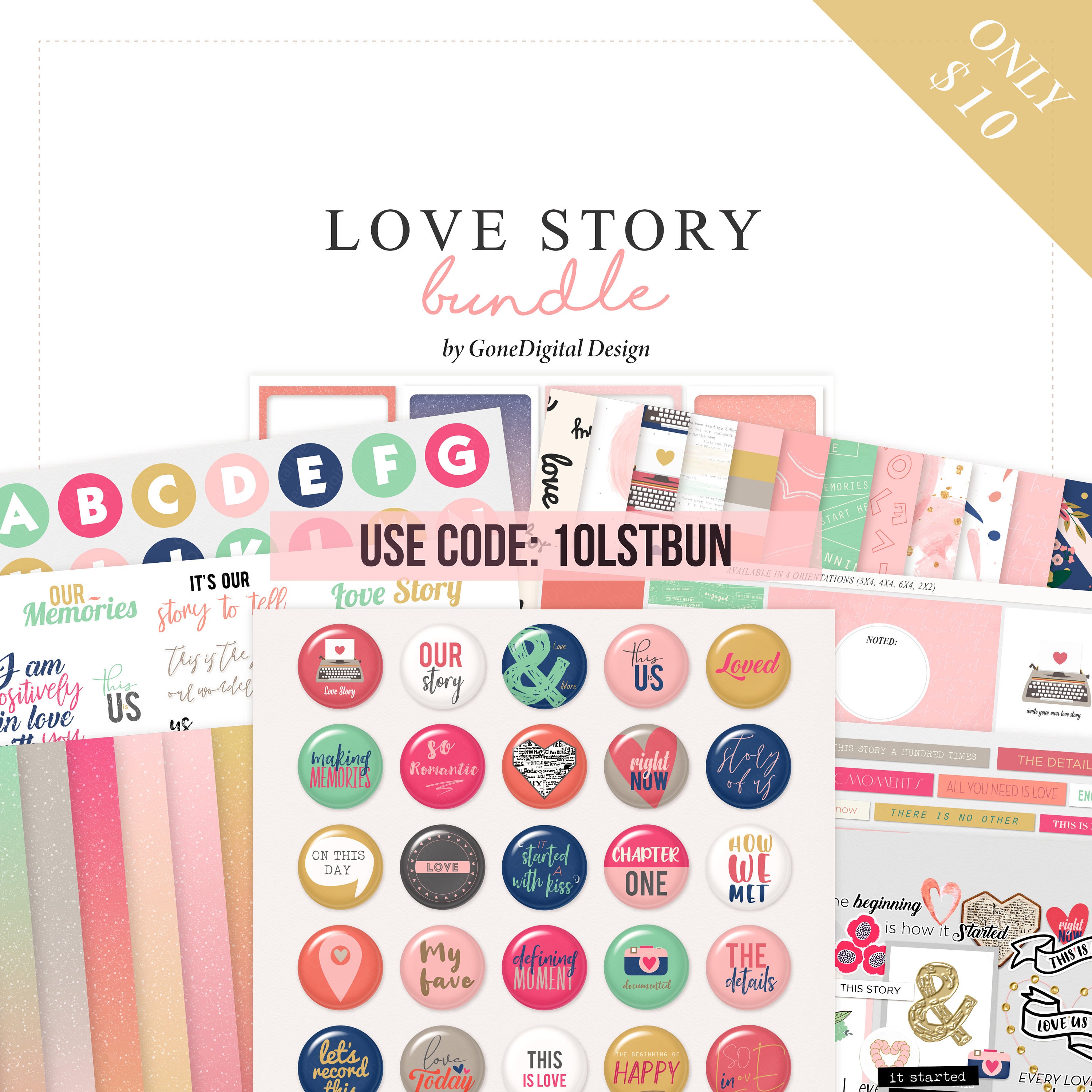 Digital Love Bundle & Save Love Story Digital Scrapbook Bundle Love ...