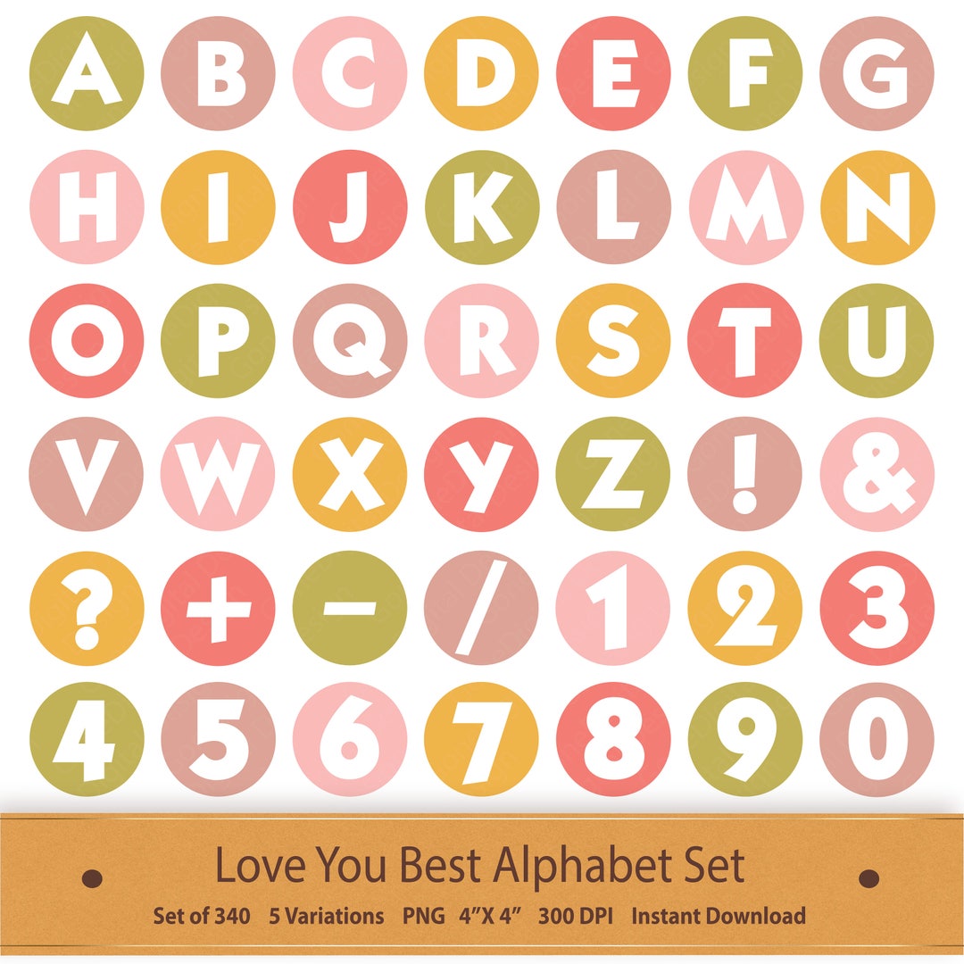 Love Digital Alphabet Letters Digital Valentines Clipart Digital ...