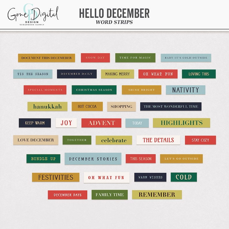 December Digital Christmas Phrases Christmas Words PNG Christmas Quotes ...