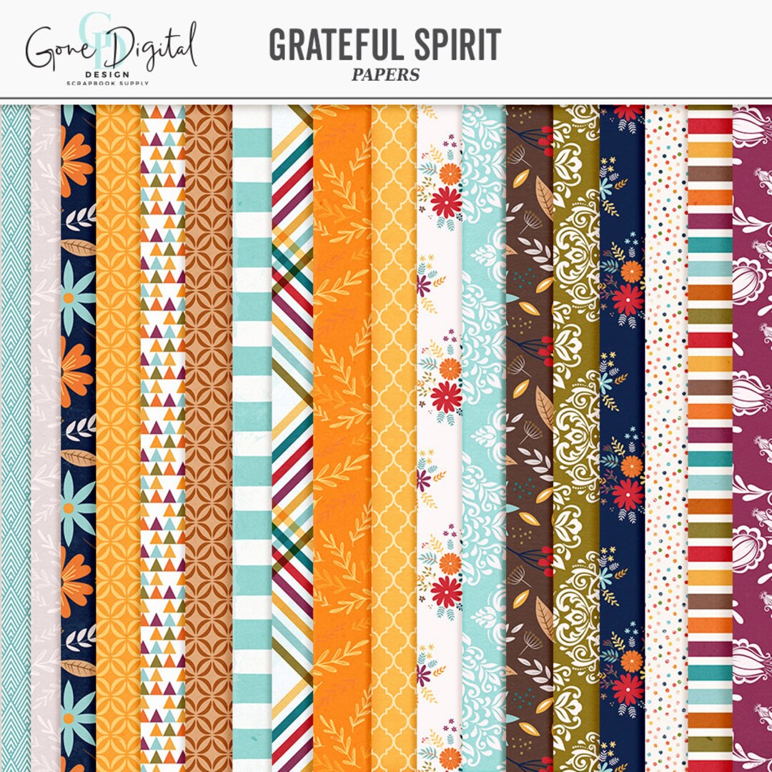 Digital Thanksgiving Paper Pack Gratitude Autumn Patterns Fall ...