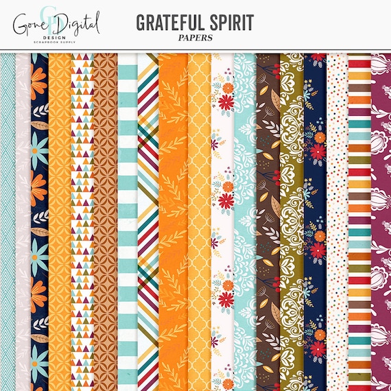 Digital Thanksgiving Paper Pack Gratitude Autumn Patterns Fall ...