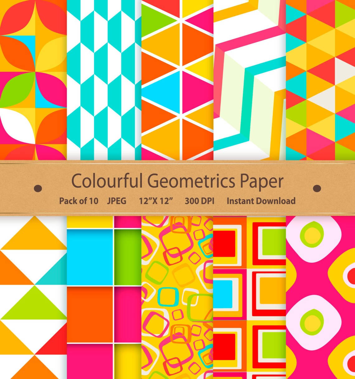 Digital Paper Purple Geometrics Digital Paper Pack 12x12 - Etsy