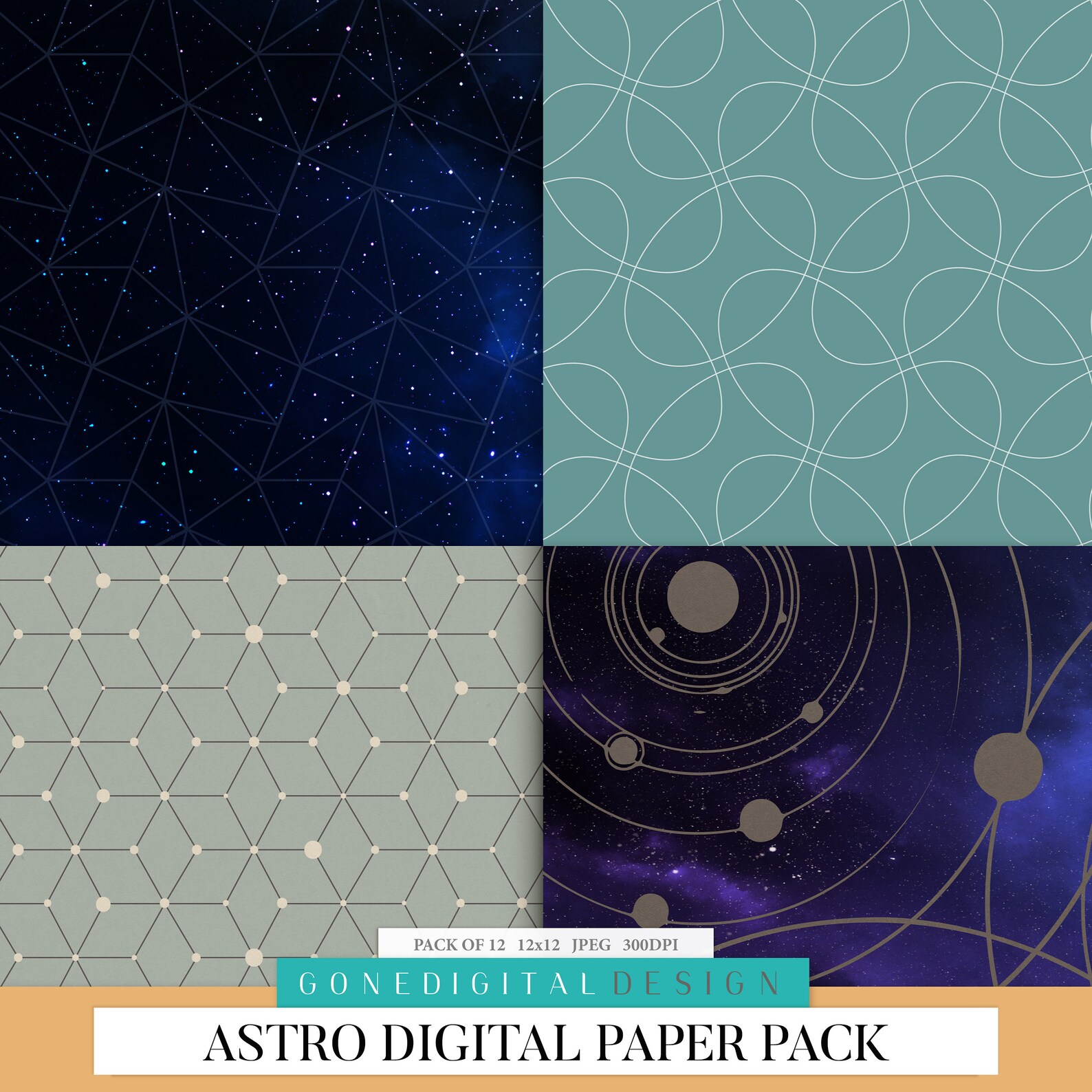 Astronomy Digital Paper Constellation Paper Pattern Stars Space Pattern ...