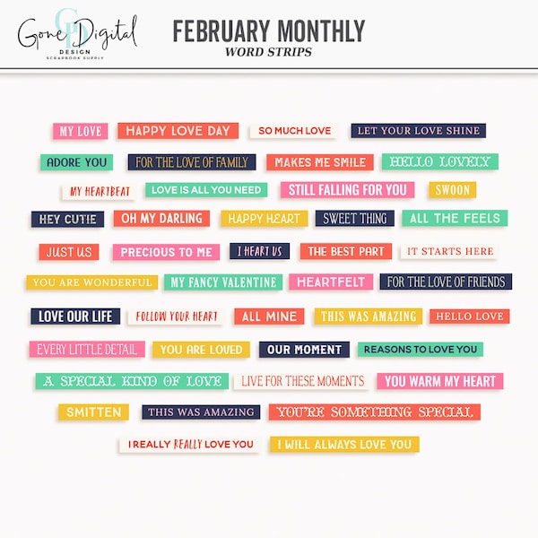 February Word Art - Etsy