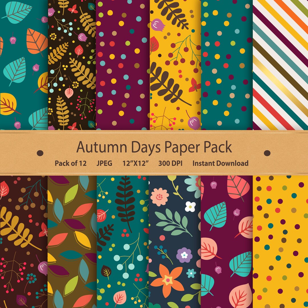 Digital Autumn Paper Autumn Digital Scrapbook Autumn Art Fall Digital ...