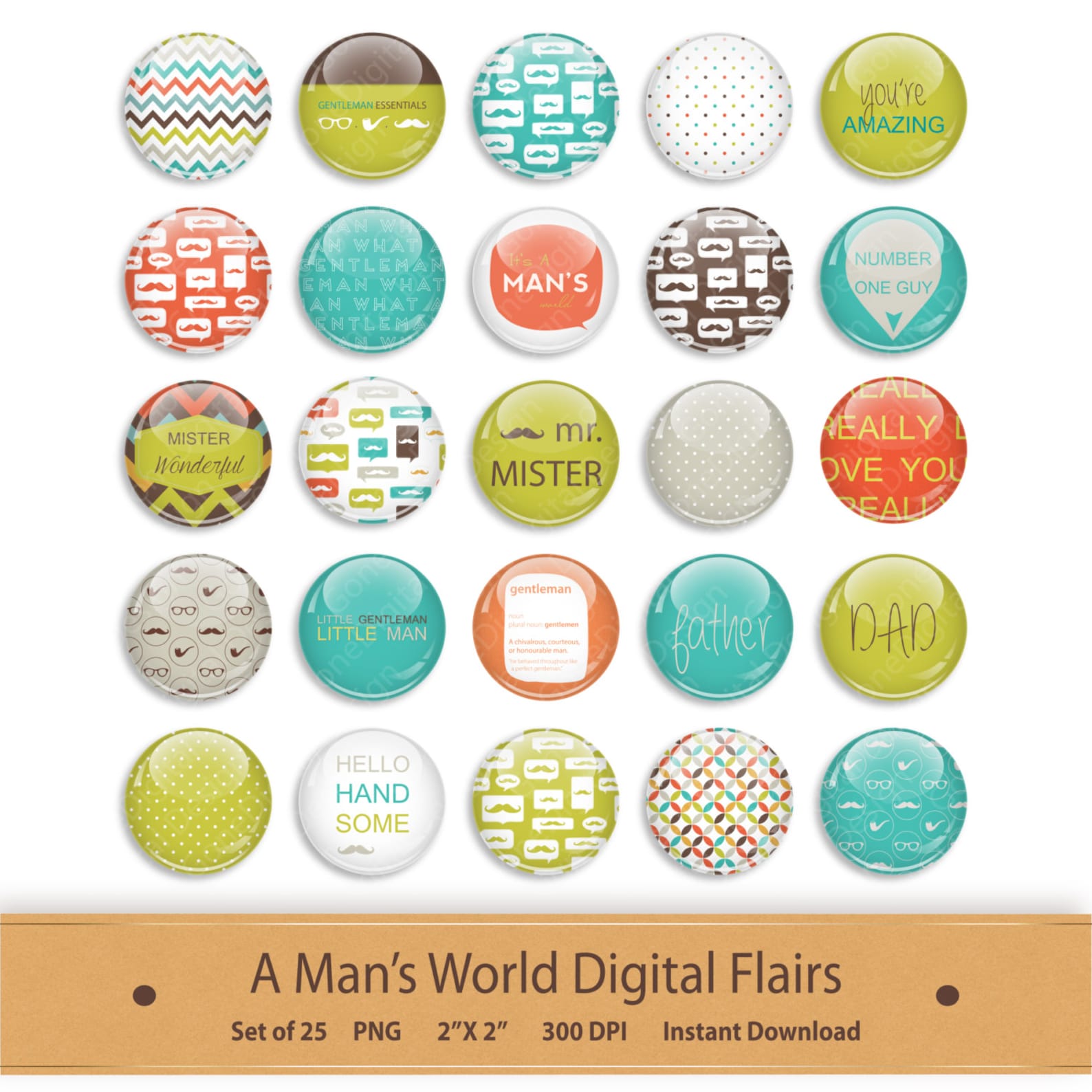 Digital Flair Button Scrapbooking Add on Clipart Scrapbook Elements ...