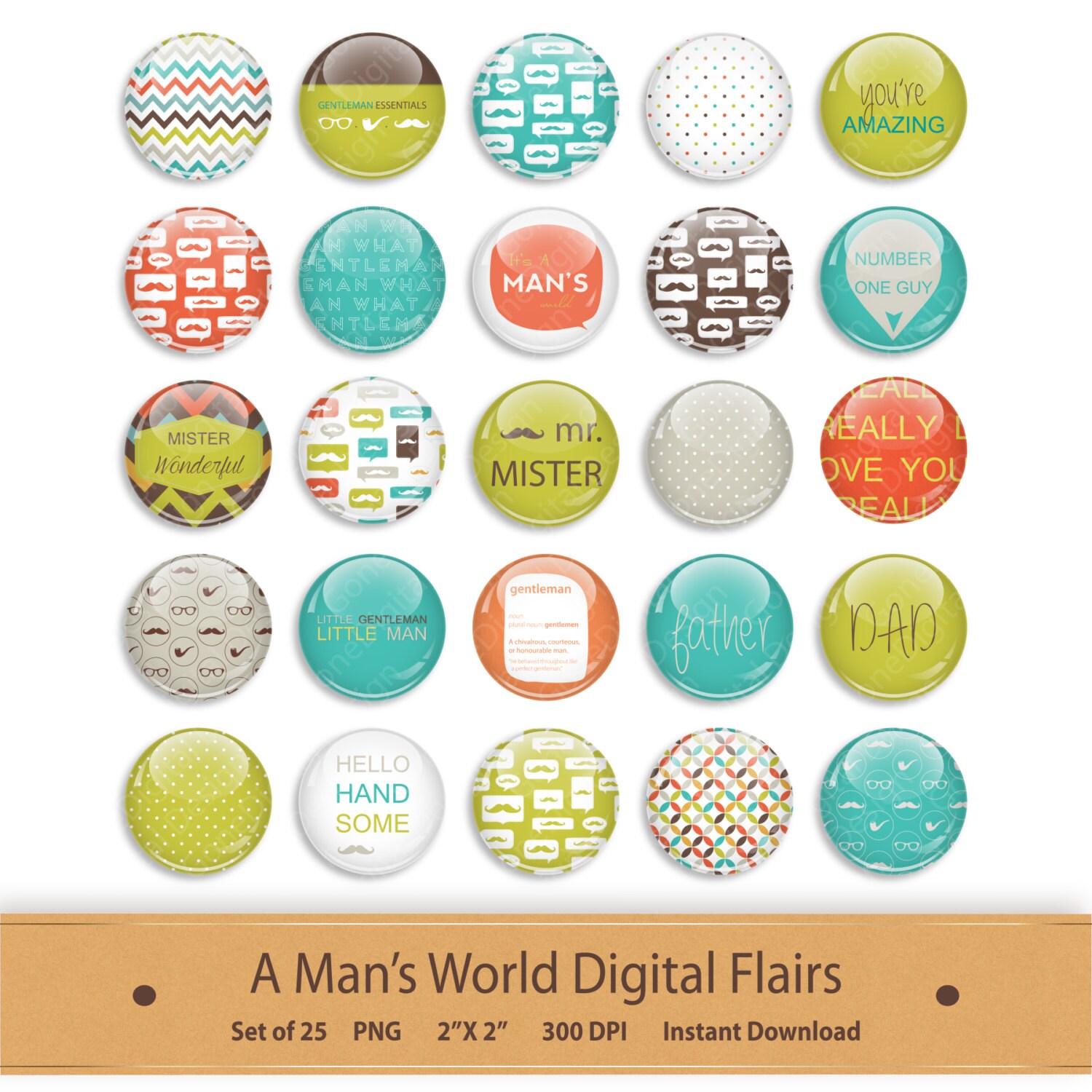 Digital Flair Button Scrapbooking Add on Clipart Scrapbook Elements ...