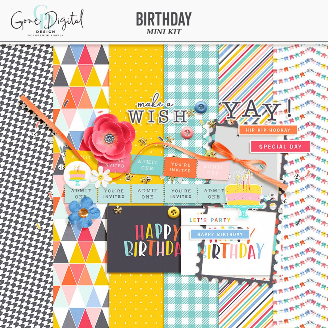Digital Birthday Kit Scrapbook Mini Kit Birthday Clip Art Birthday ...