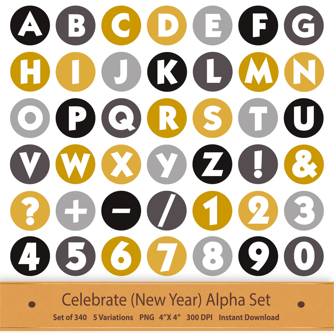 Digital Alphabet Letters Printable New Year Clipart Printable Sticker ...
