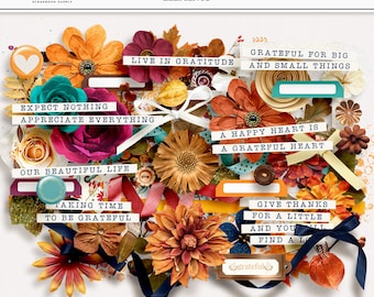 Thanksgiving Word Art Clipart: Digital Scrapbook Typography (digital ...