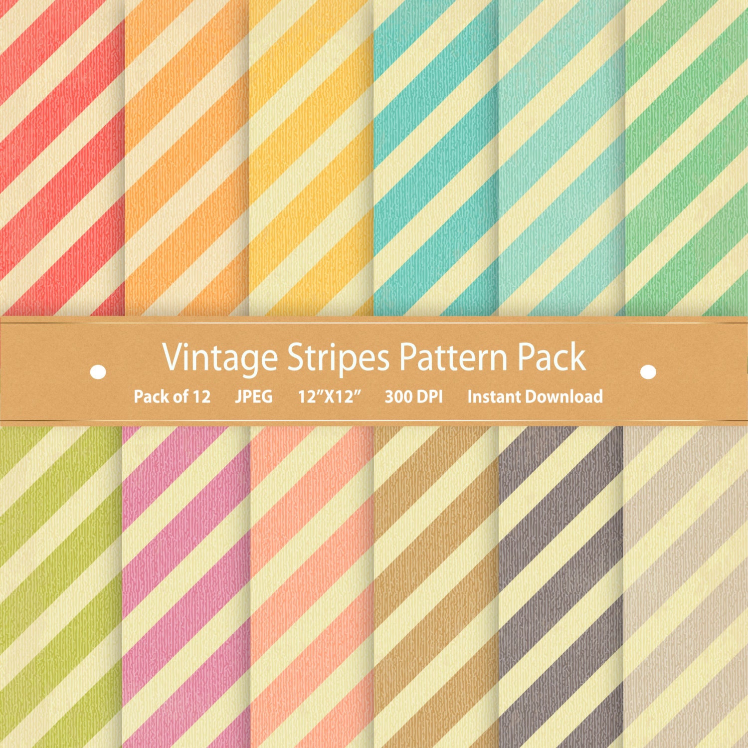 Digital Paper Stripes Pattern Scrapbooking Paper Vintage - Etsy