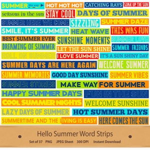 Summer Word Clipart Printable Word Stickers Digital Word Art Collage ...