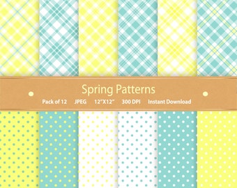 Spring Plaid Digital Paper - Etsy