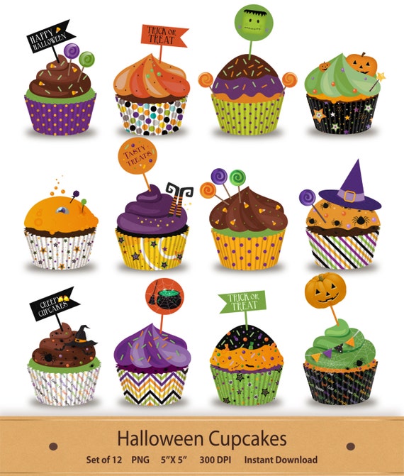 Halloween Cupcake Digital Art Halloween Clipart Digital Printable ...