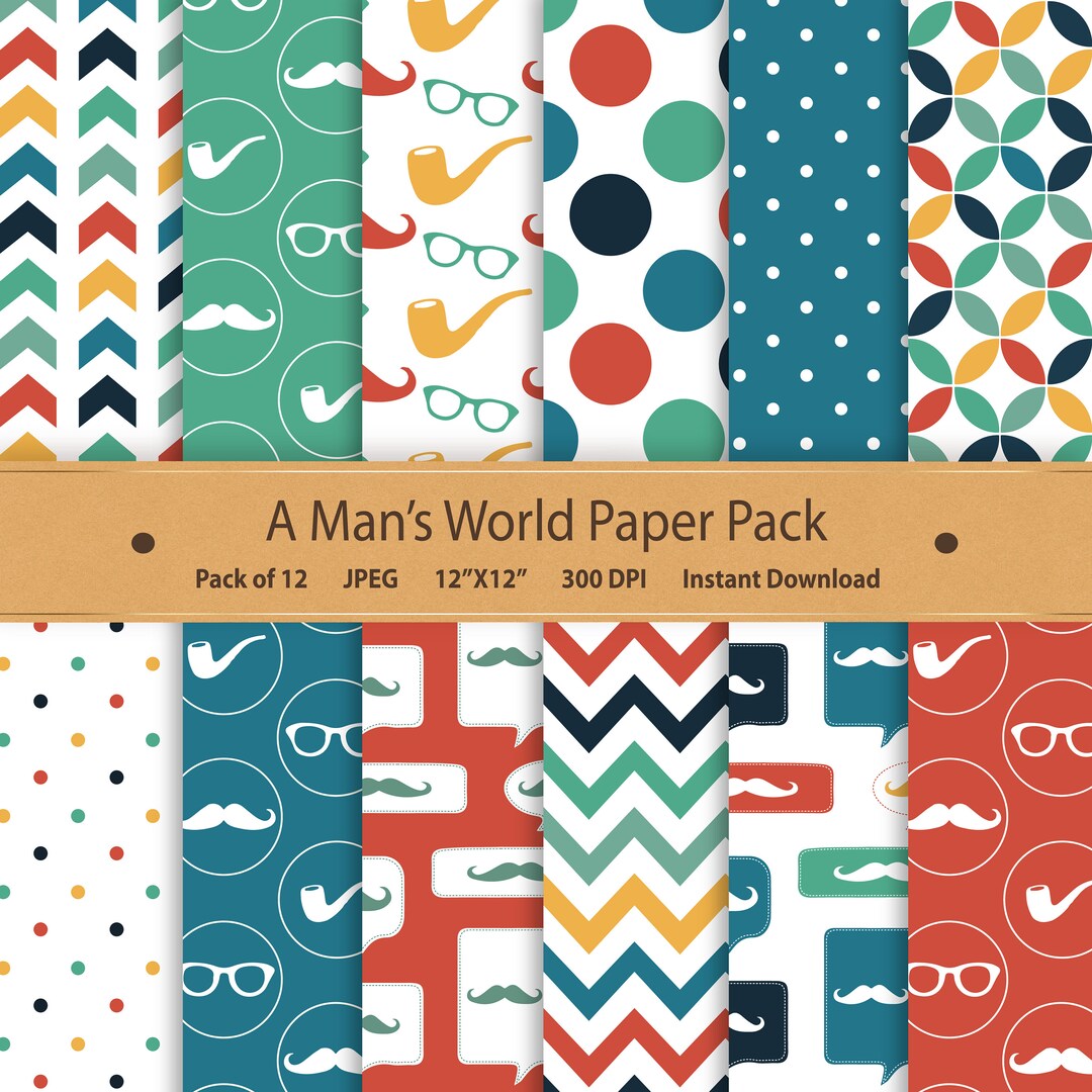 Digital Papers Fathers Day Pattern Father's Day Scrapbooking Paper Pack ...