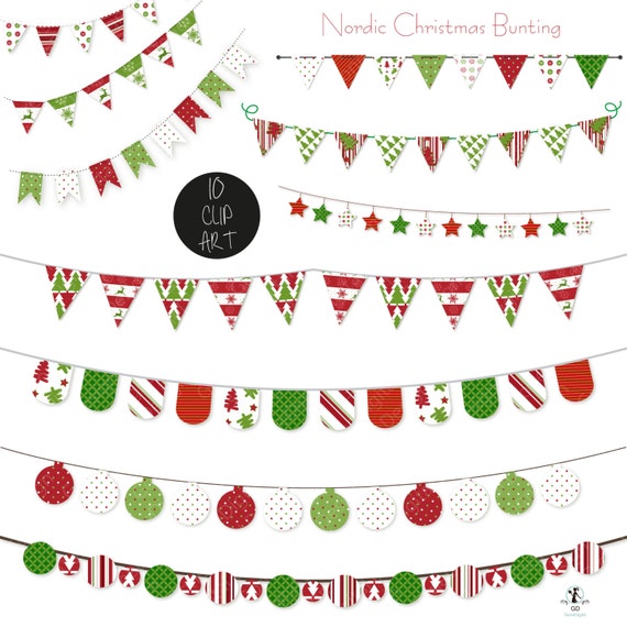 Clip Art Nordic Christmas Bunting clipart Digital Scrapbooking Download ...