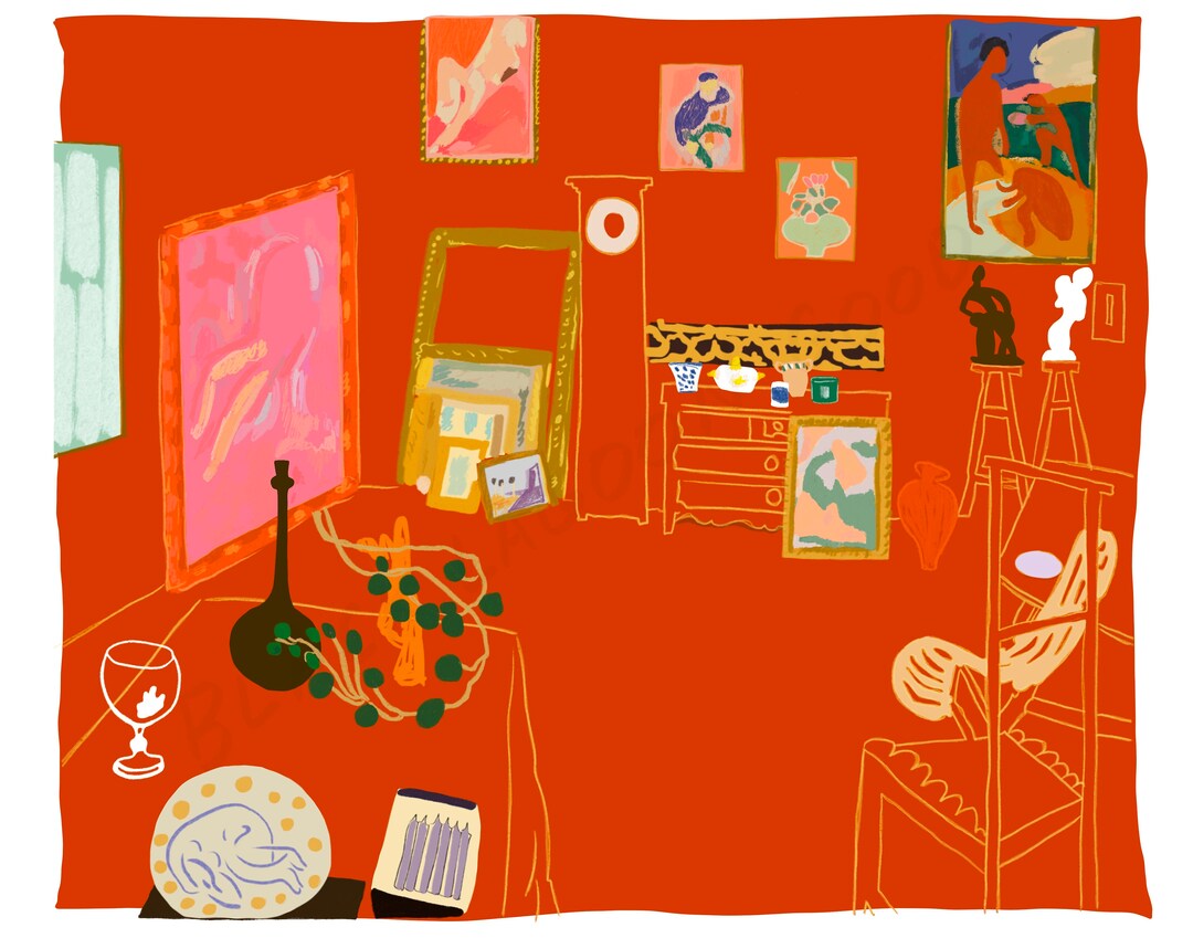 Matisse the Red Studio Printable Wall Art Digital Illustration Digital ...