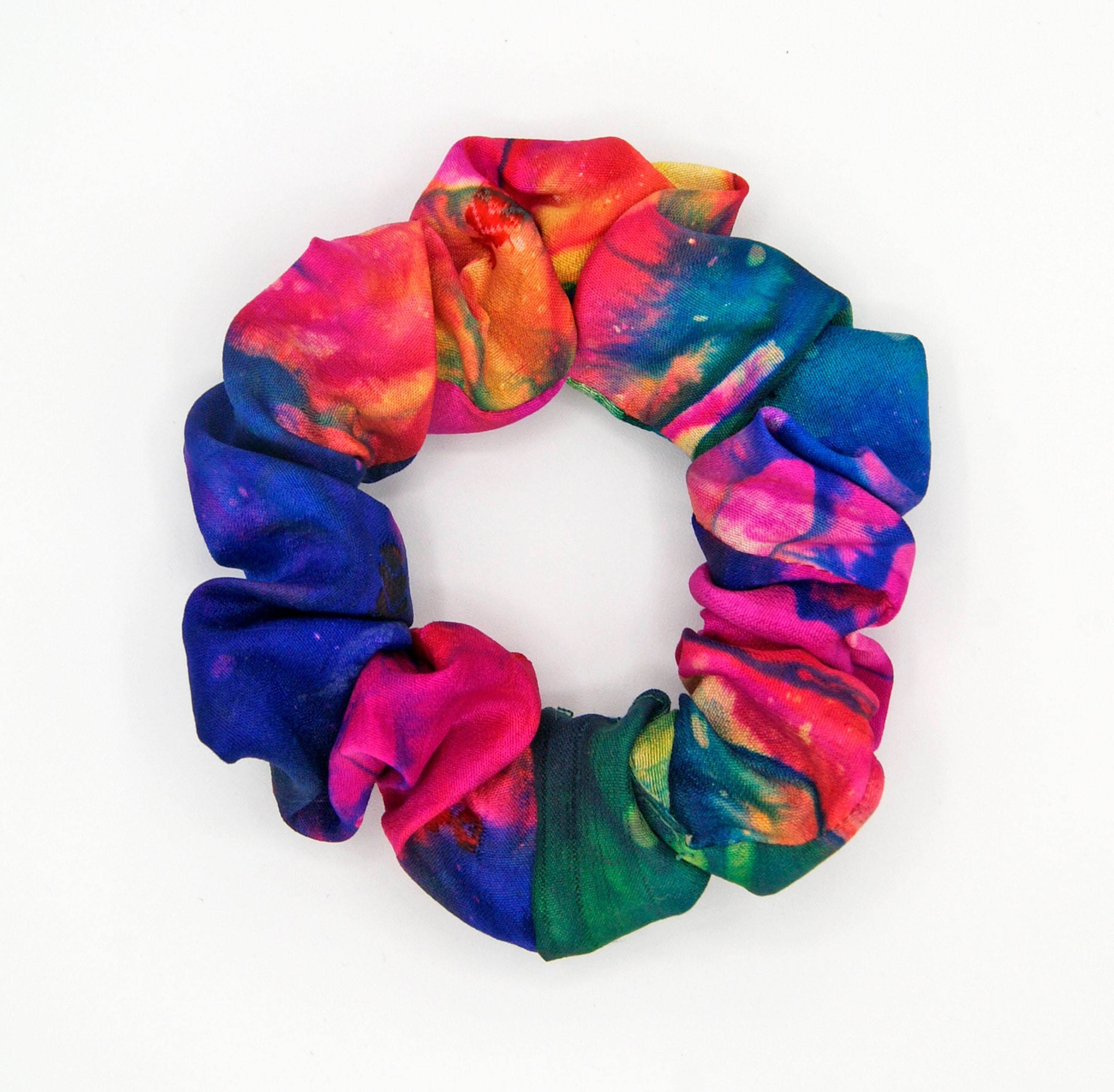 Multi coloured rainbow Tie-Dye Scrunchie Hair Ties | Etsy