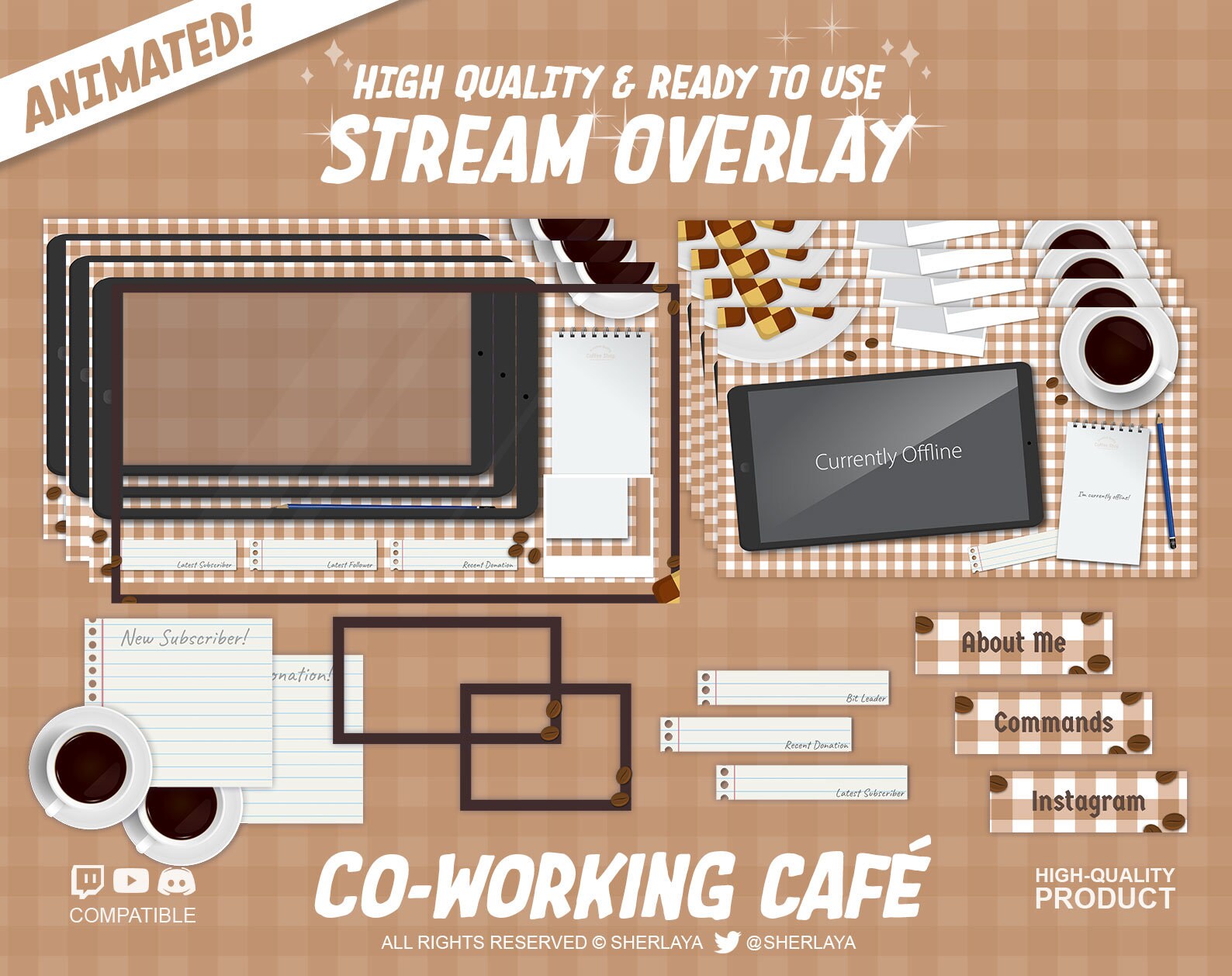 Animated Overlay Co-working Café COMPLETE PACK Coffee / Cookies / Cafe ...