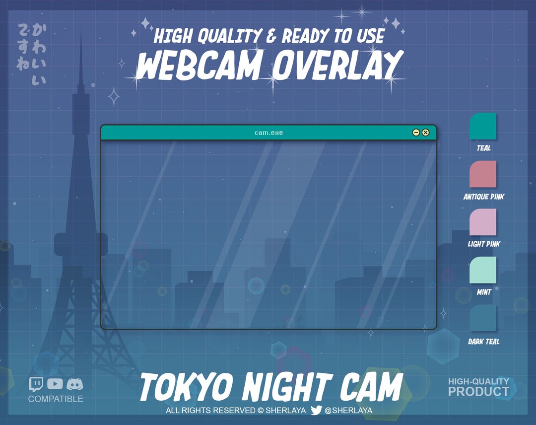 10x Webcam Overlay Tokyo Night Cute / Pastel / Frame / Border / Camera ...