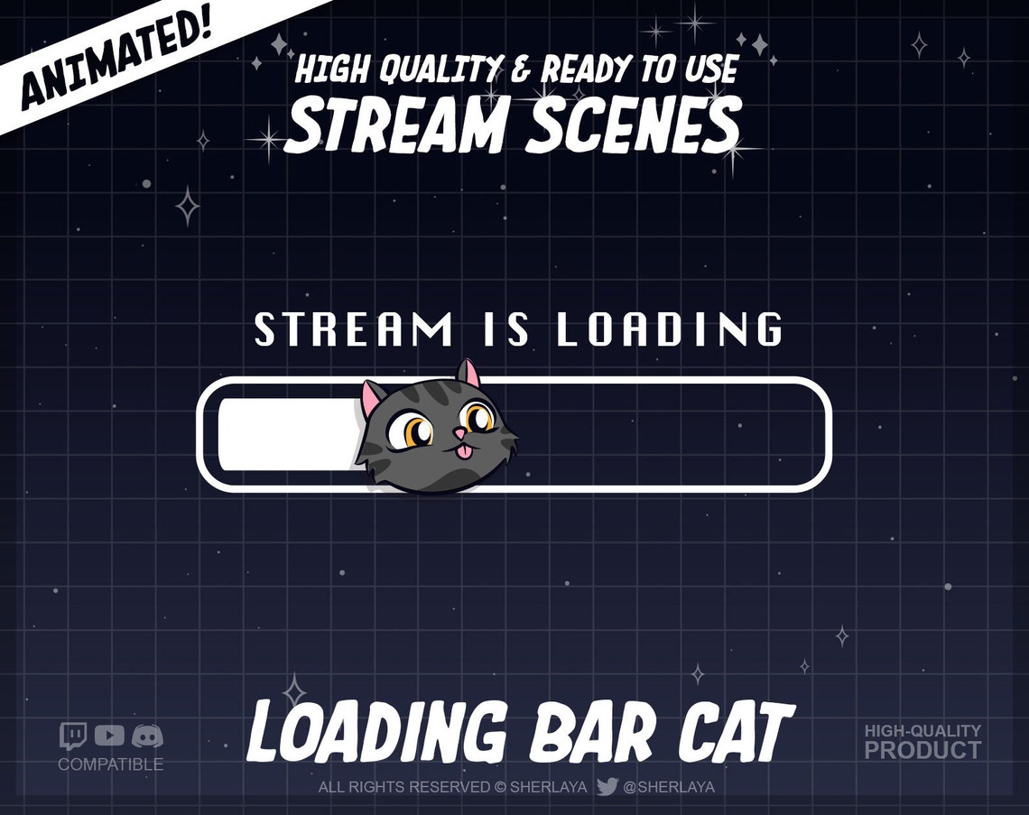 3x Animated Scenes Loading Bar Cat / Kitten / Black / Cute / | Etsy