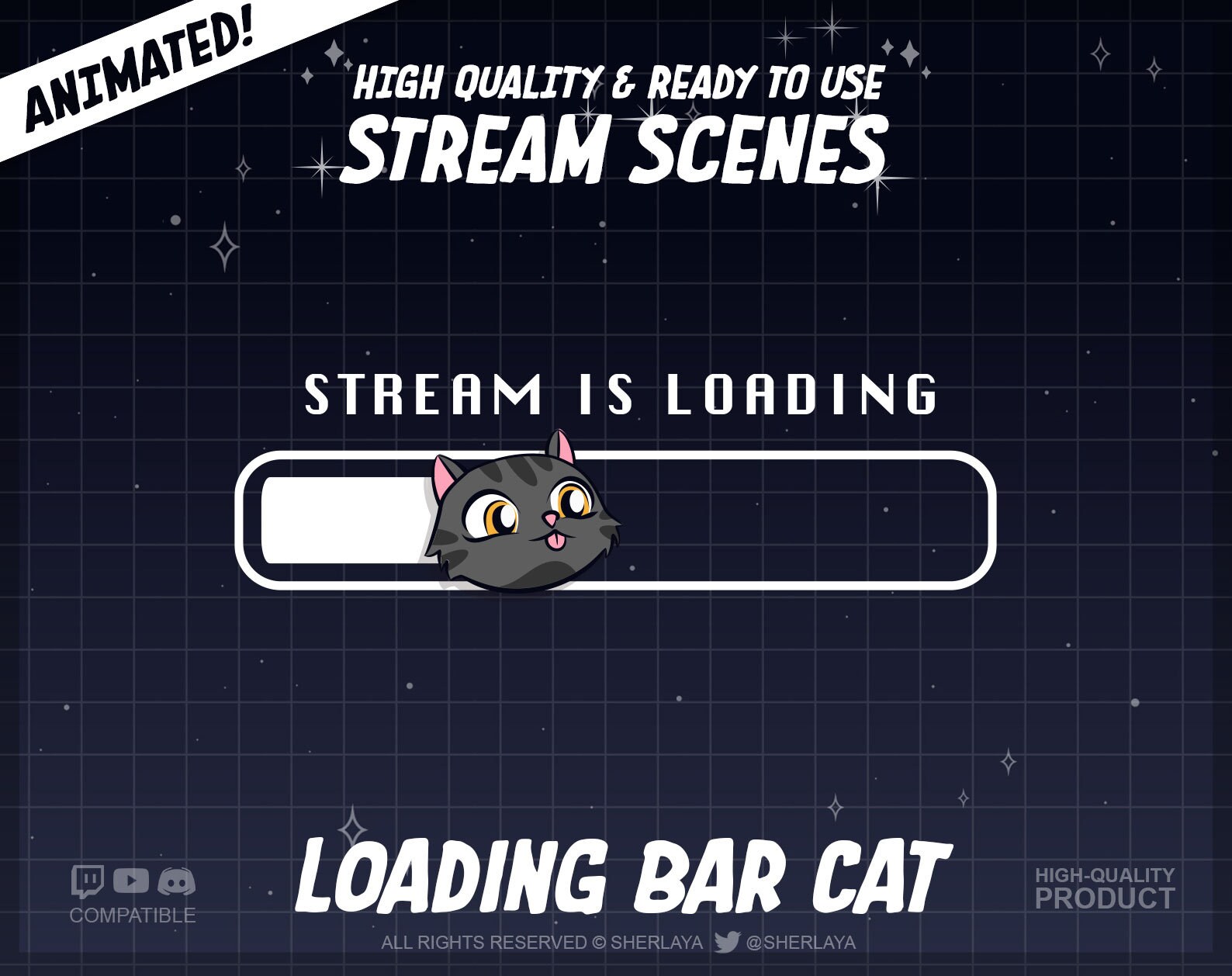 3x Animated Scenes Loading Bar Cat / Kitten / Black / Cute / | Etsy