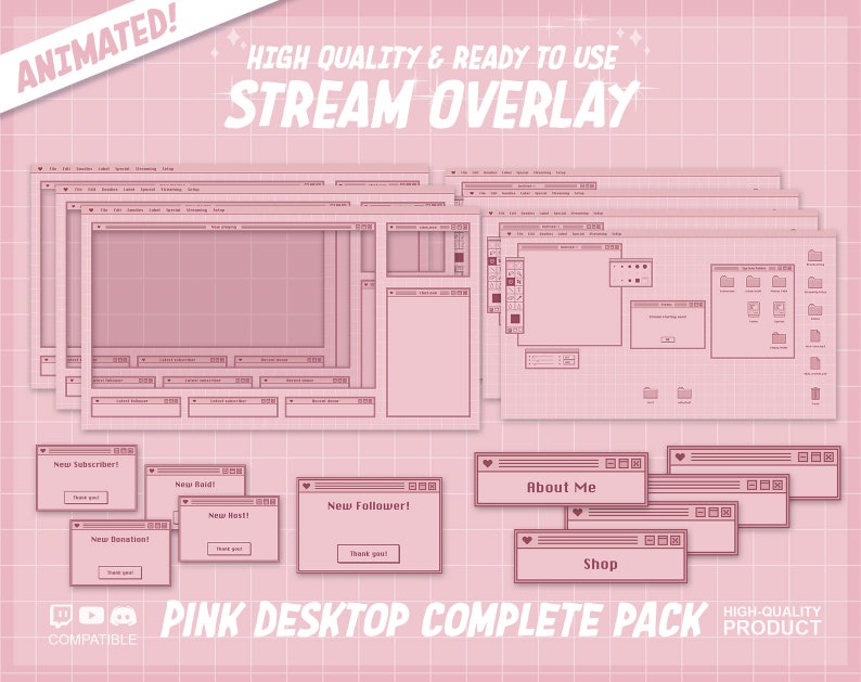 Animated Overlay Pink Overlay COMPLETE PACK Retro / Cute / - Etsy