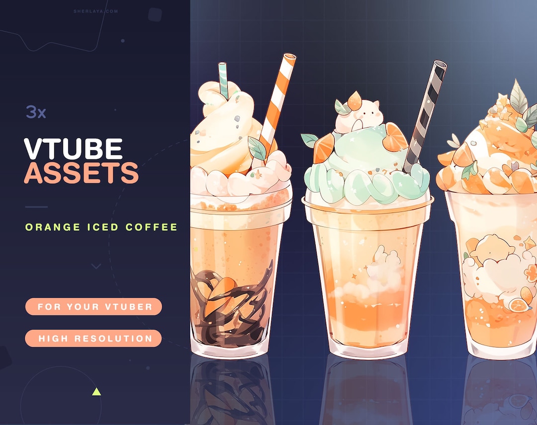 Vtuber Assets Orange Iced Coffee / Vtube / Vtubing / Twitch / Kawaii ...