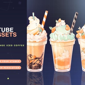 Vtuber Assets Orange Iced Coffee / Vtube / Vtubing / Twitch / Kawaii ...