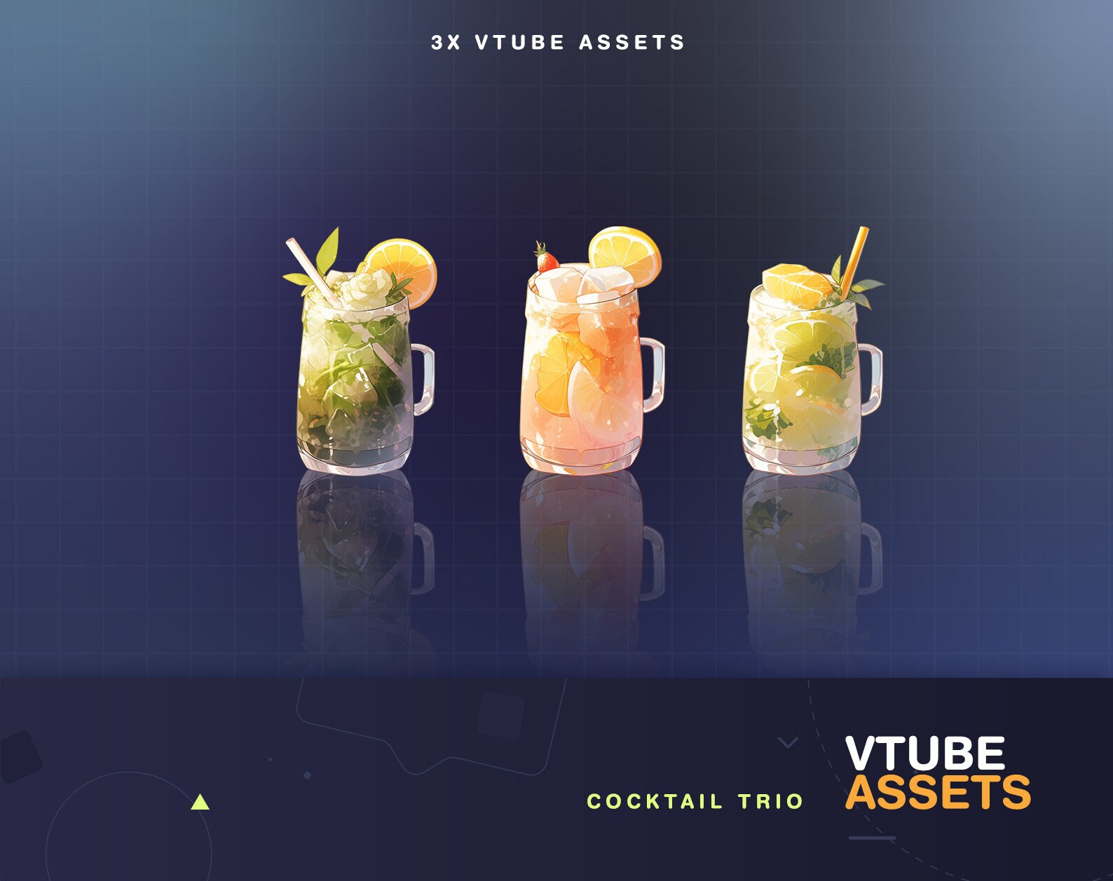 Vtuber Assets Cocktail Trio / Vtube / Vtubing / Twitch / Kawaii / Manga ...