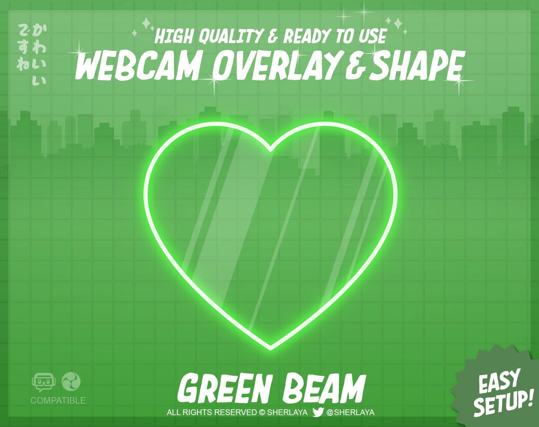 Webcam Overlay & Shape Green Beam Neon / Heart / Frame / Twitch ...