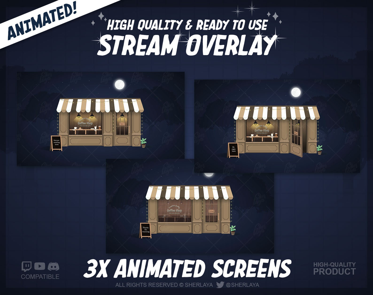 Animated Overlay Cozy Coffee Shop COMPLETE PACK Brown / Cafe / | Etsy