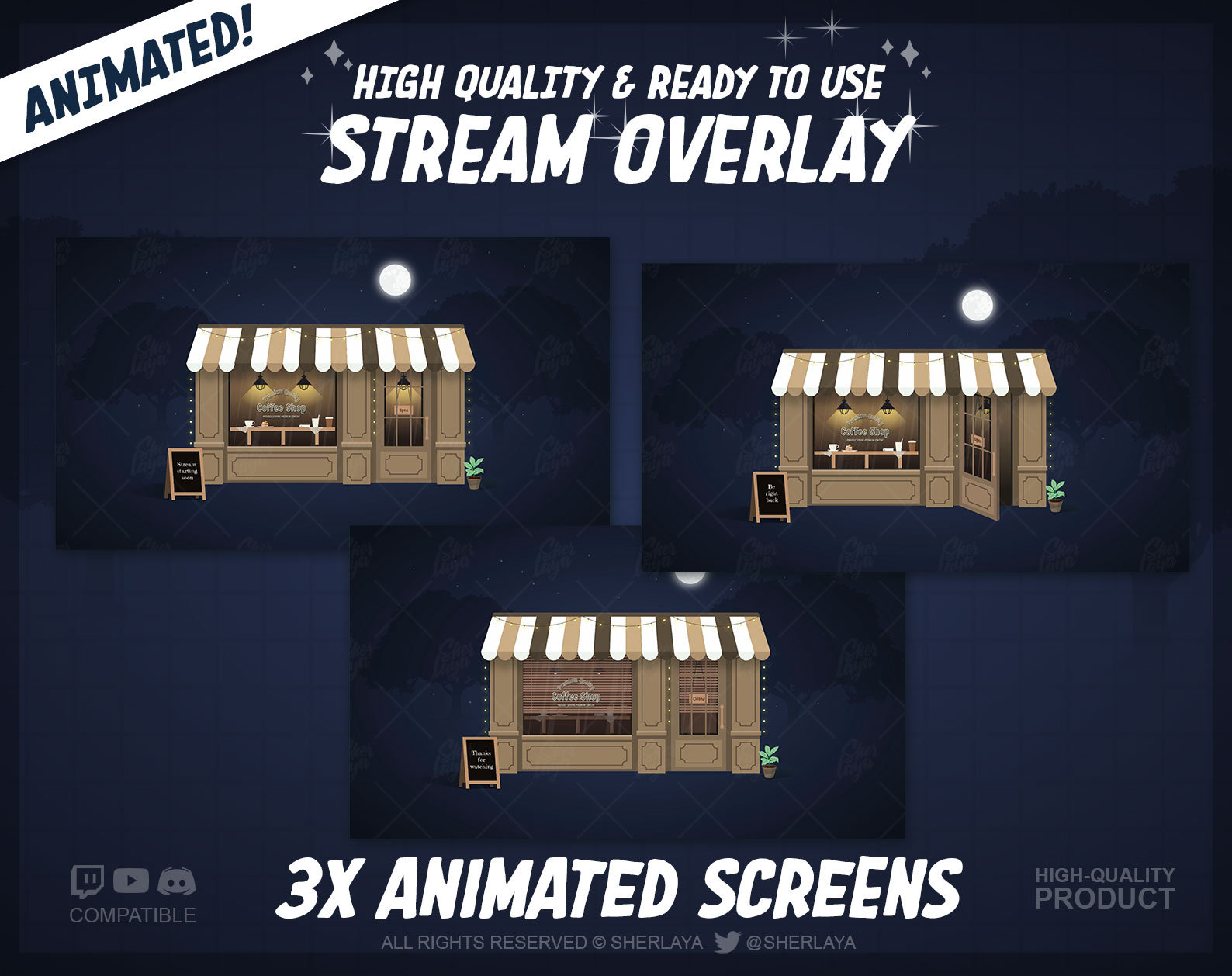 Animated Overlay Cozy Coffee Shop COMPLETE PACK Brown / Cafe / | Etsy