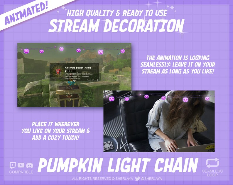 Animated Stream Decoration Pumpkin Light Chain Purple / - Etsy