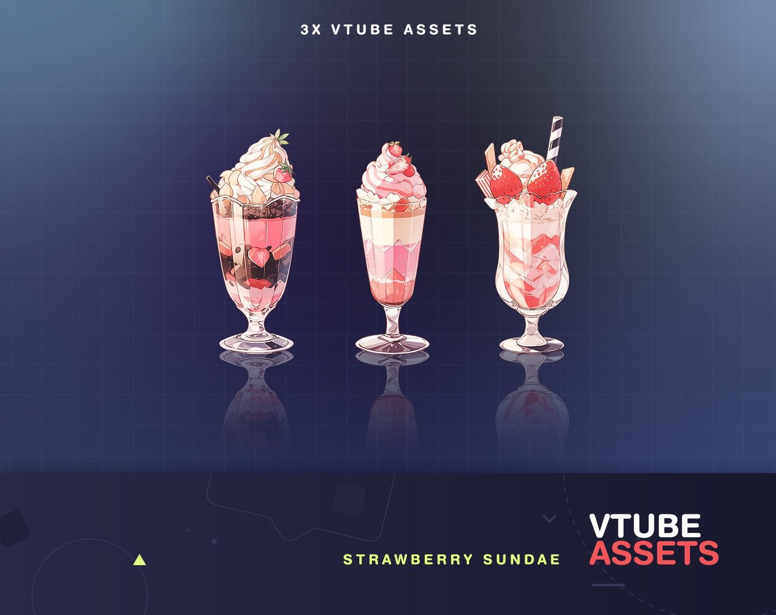 Vtuber Assets Strawberry Sundae/vtube/vtubing/twitch/kawaii/manga/cute ...