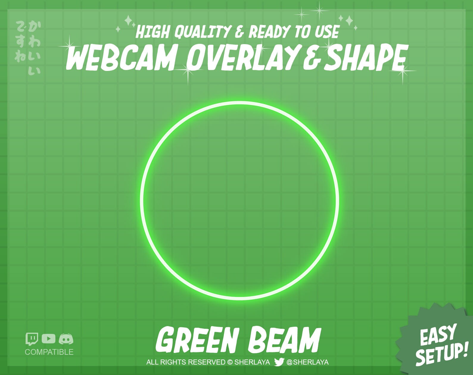 Webcam Overlay & Shape Green Beam Neon / Circle / Frame / | Etsy