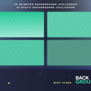 10x Vtuber Animated Stream Backgrounds Mint Stars / Vtuber / Vtube ...