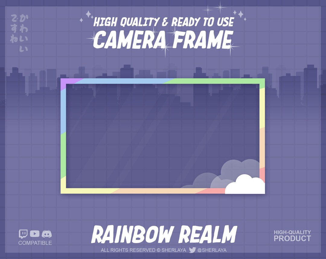 2x Webcam Overlay Rainbow Realm / Frame / Border / Colorful / Pastel ...