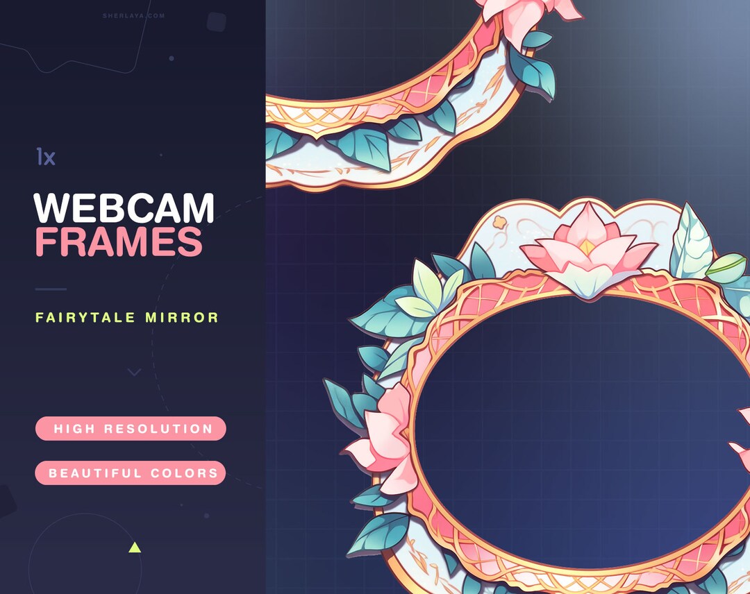 1x Webcam Frame Fairytale Mirror / Flowers / Purple / Vtuber / Cute ...
