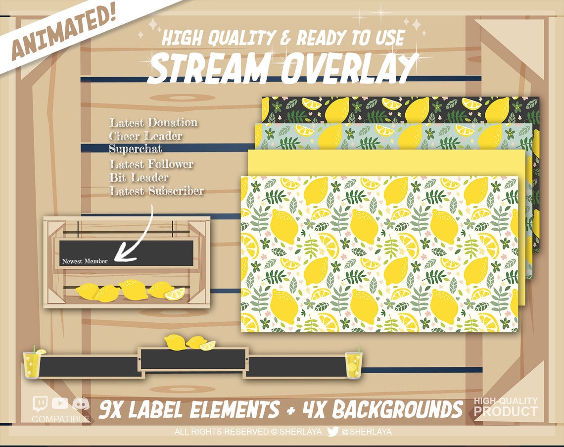 Animated Overlay Lemonade Stand COMPLETE PACK Lemon / Yellow / - Etsy