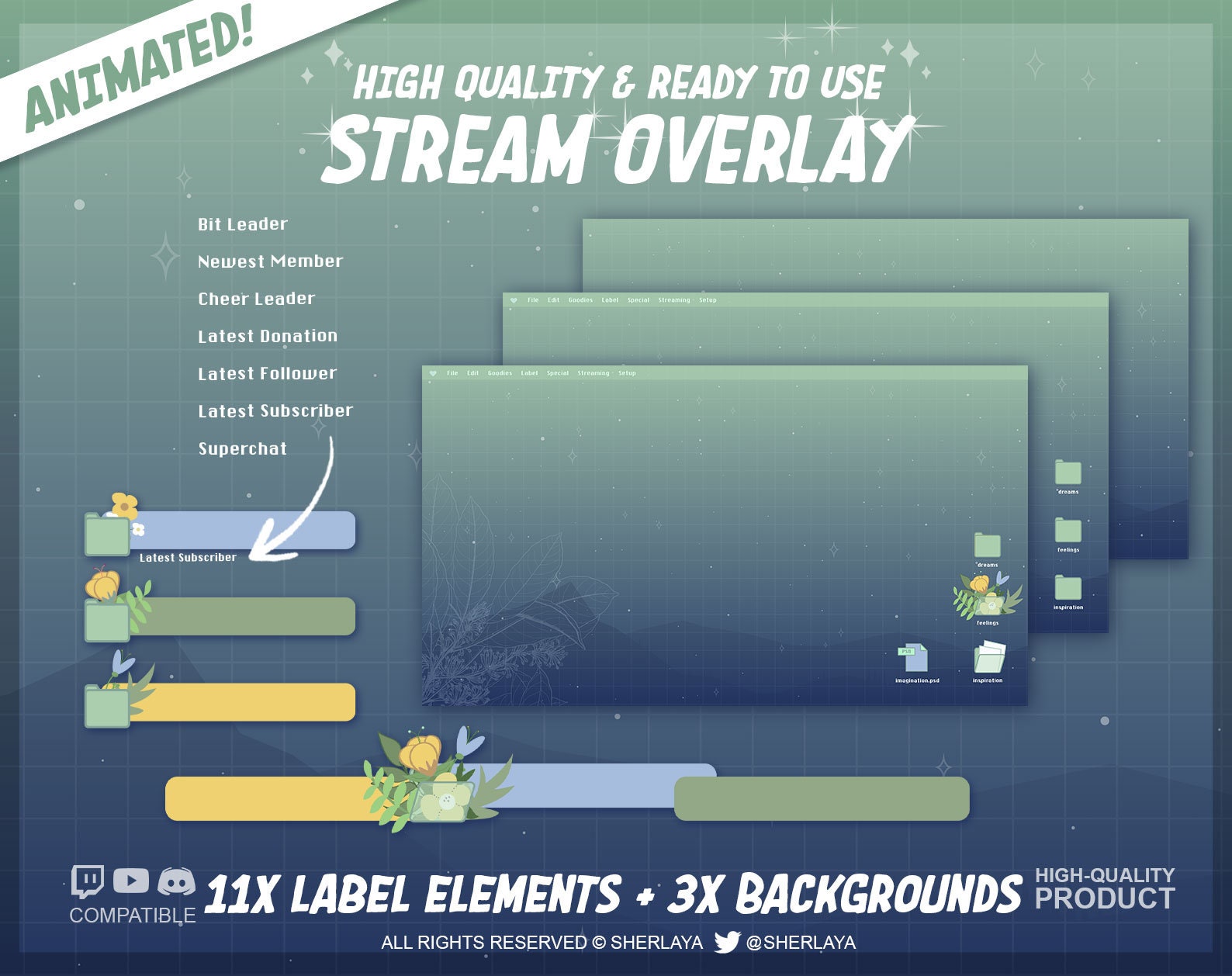 Animated Overlay Chillout Lounge Mint / Teal / Lofi / VTuber / | Etsy