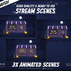 3x Animated Scenes Spooky Coffee Shop / Witch / Wicca / Cute / Dark ...
