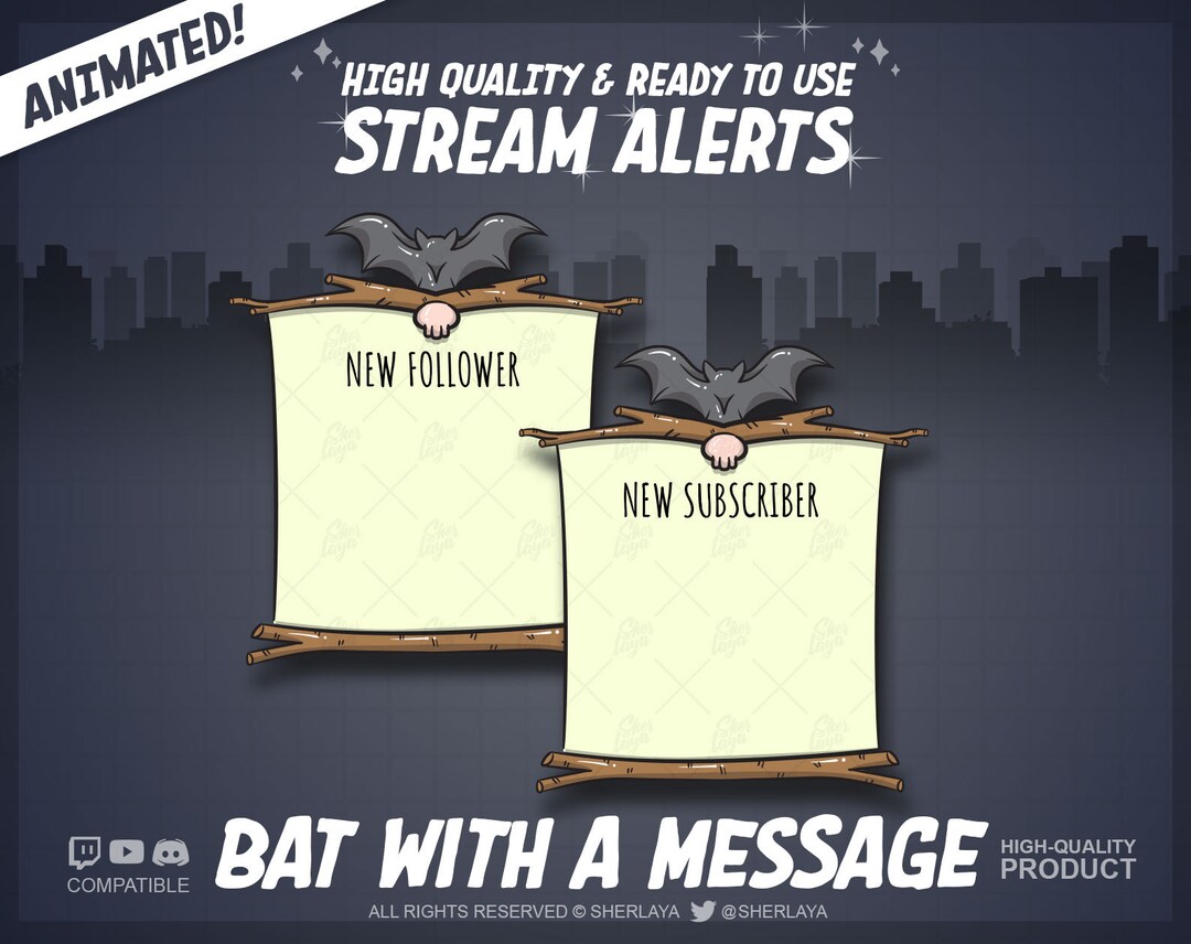 8x Animated Alerts Bat With A Message / Halloween / Alerts / Wicca ...