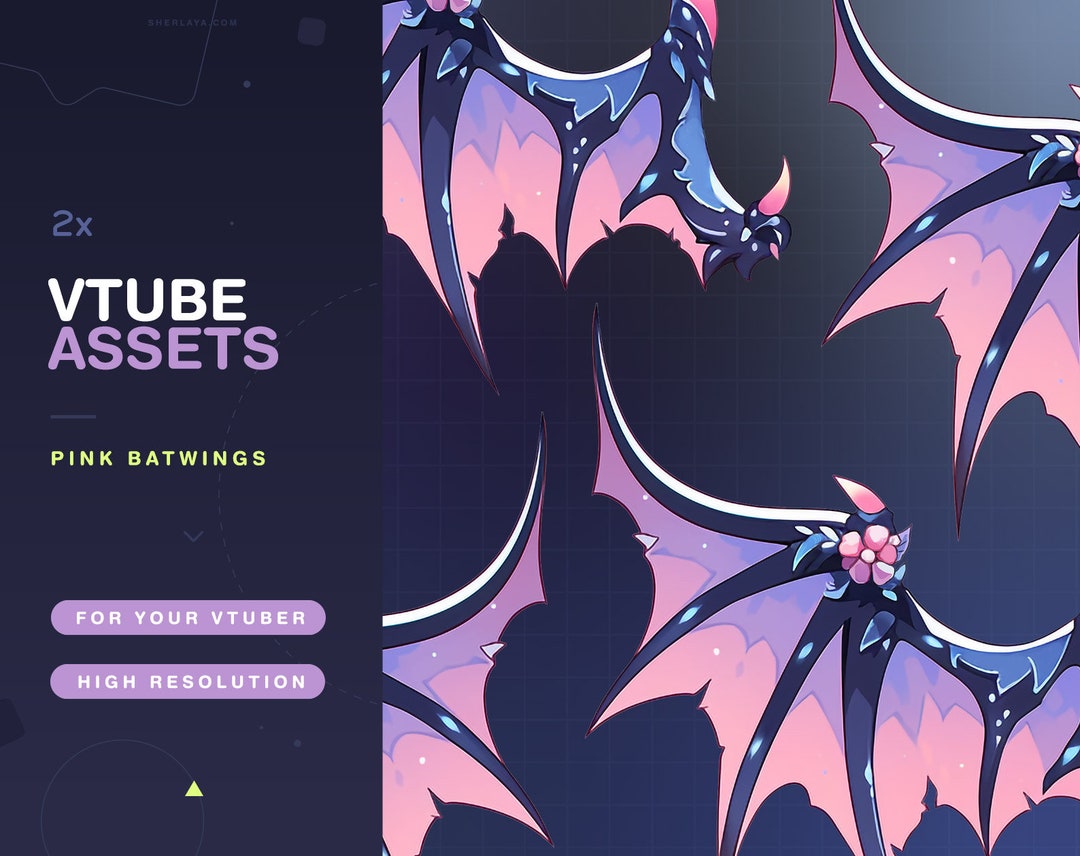 Vtuber Assets Pink Batwings / Vtube / Vtubing / Twitch / Kawaii / Manga / Cute / Angel ...
