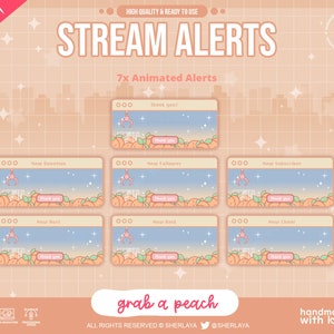 7x Animated Alerts Grab A Peach / Fun Fair / Pastel / Overlay / Border ...