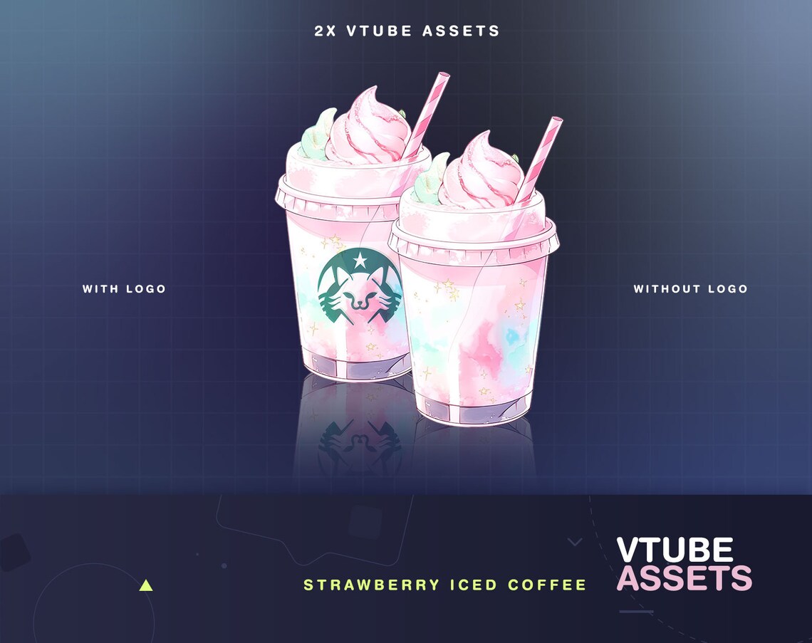 Vtuber Assets Strawberry Iced Coffee / Vtube / Vtubing / Twitch ...
